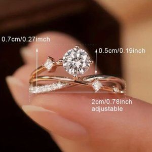 Jewelry | 14k Gold Plated Adjustable Diamond Embellished Ring | Poshmark